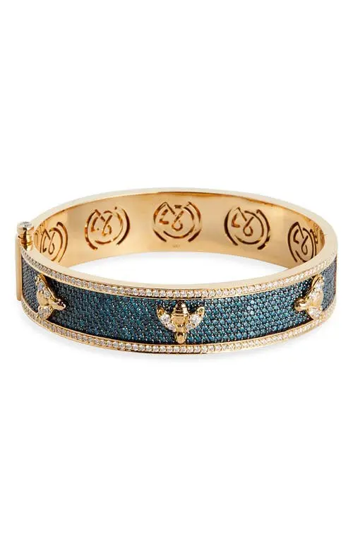 GRACE WINFREY Honey Bees Pavé Diamond Garden Bangle Bracelet - Blue Diamond/diamond