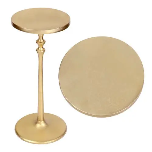 JONATHAN Y Lulu 19.5" Art Deco Classic Pedestal Round Metal Drink Table And Decorative End Table - Gold