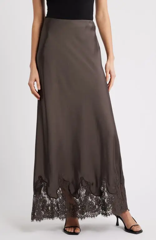 PETAL & PUP Alira Satin & Lace Midi Skirt