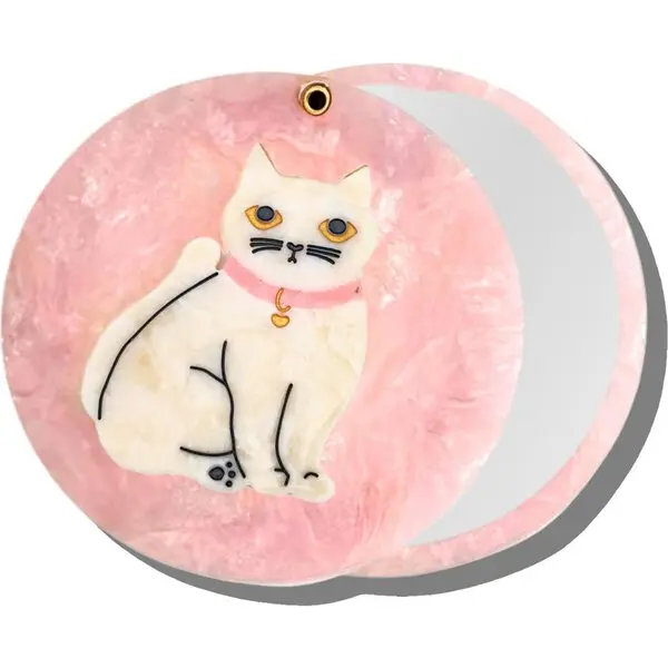 SOLAR ECLIPSE Hand-painted Cat Compact Mirror - Pink