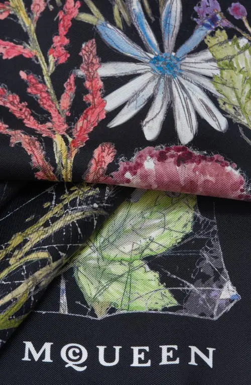 Alexander McQueen Spider Floral Silk Twill Square Scarf
