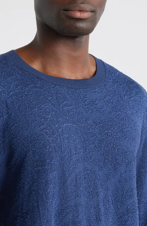 Etro Floral Paisley Jacquard Cotton Crewneck Sweatshirt