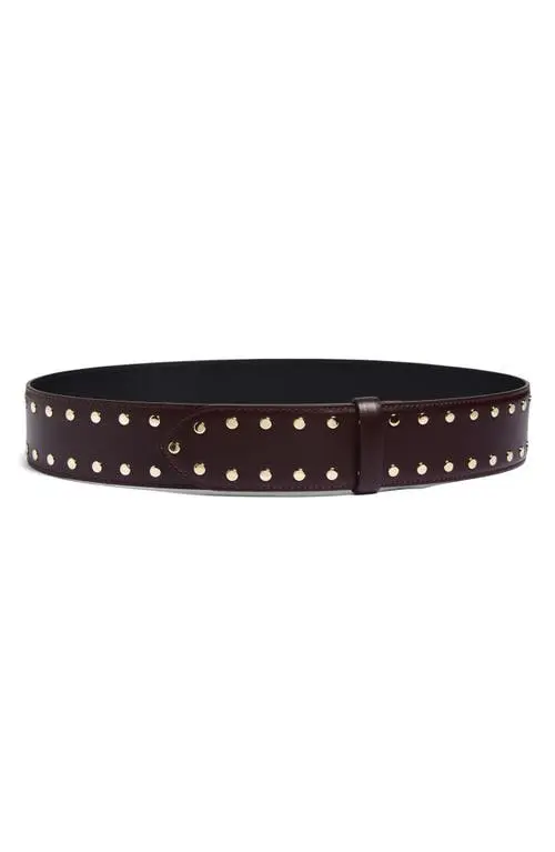Khaite Studded Italian Leather Belt - Bordeaux