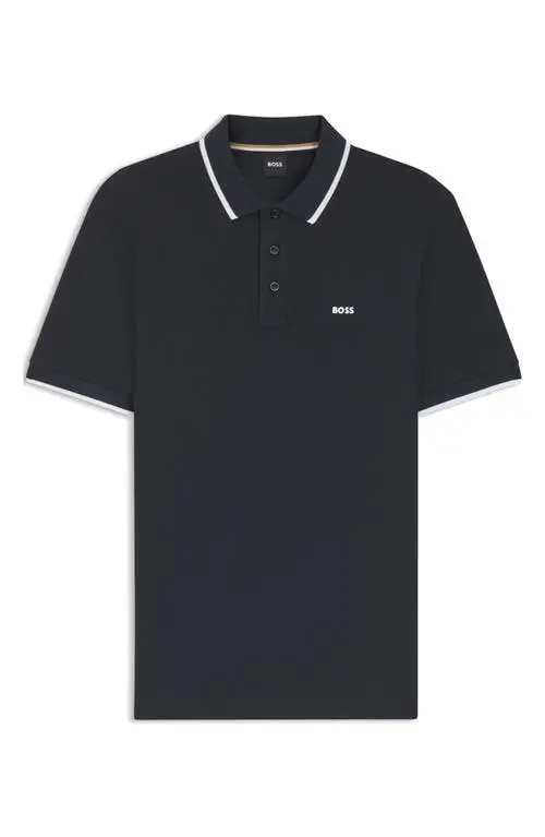 BOSS Parlay Tipped Cotton Polo - Dark Blue