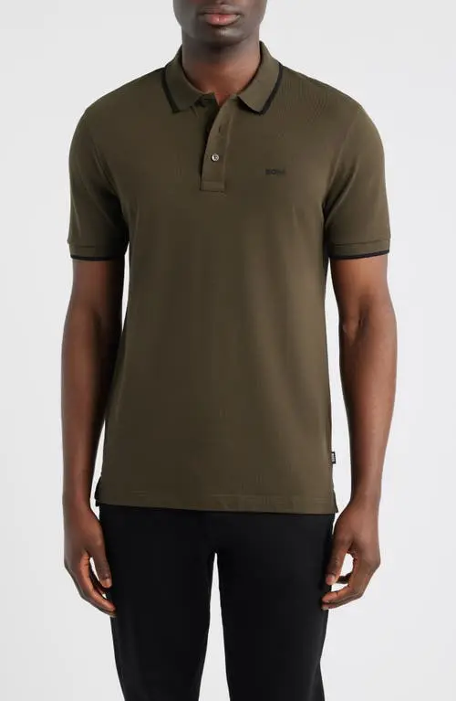 BOSS Parlay Tipped Cotton Polo - Green