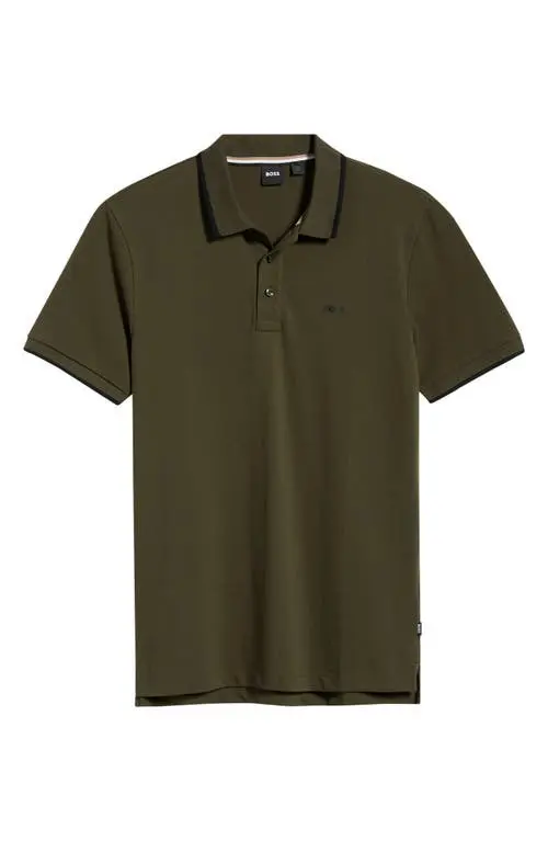 BOSS Parlay Tipped Cotton Polo - Green