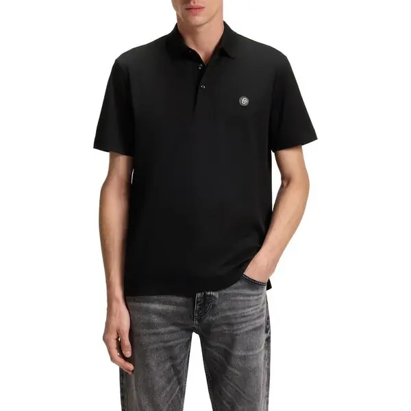 BOSS Parris Solid Cotton Polo - Black