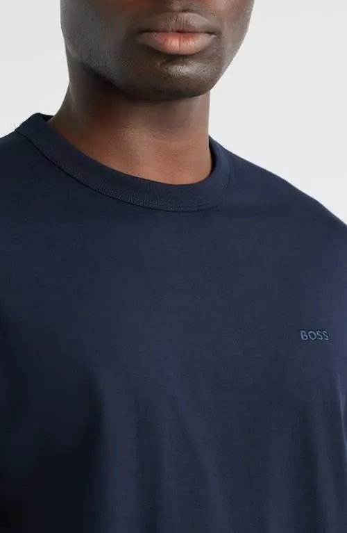 BOSS Taut Solid Cotton Logo T-shirt - Dark Blue