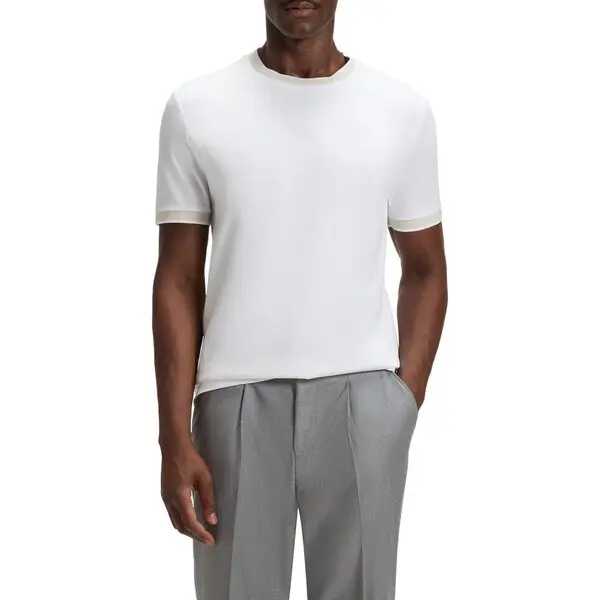 BOSS Tessler Slim Fit Cotton Ringer T-shirt - White