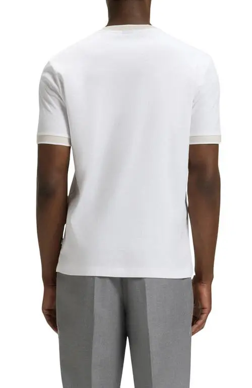 BOSS Tessler Slim Fit Cotton Ringer T-shirt - White