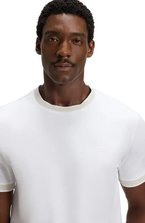 BOSS Tessler Slim Fit Cotton Ringer T-shirt - White