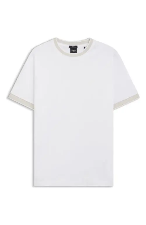 BOSS Tessler Slim Fit Cotton Ringer T-shirt - White