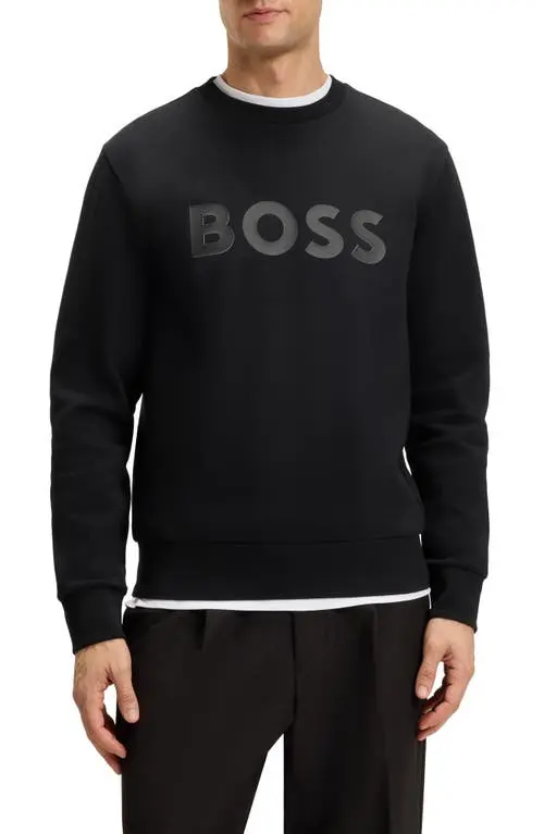 BOSS Salbo Tonal Logo Crewneck Sweatshirt - Black