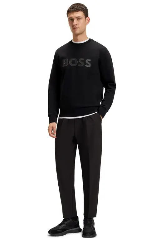 BOSS Salbo Tonal Logo Crewneck Sweatshirt - Black