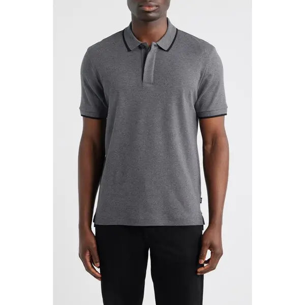 BOSS Parlay Tipped Cotton Polo - Med Gy