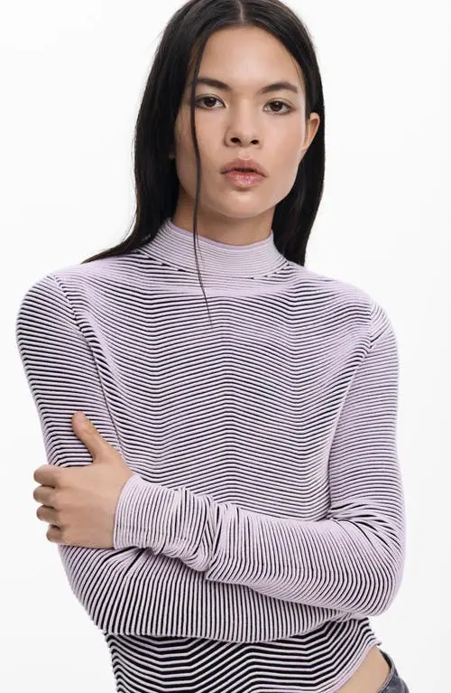 Desigual Striped Mock Neck Sweatshirt