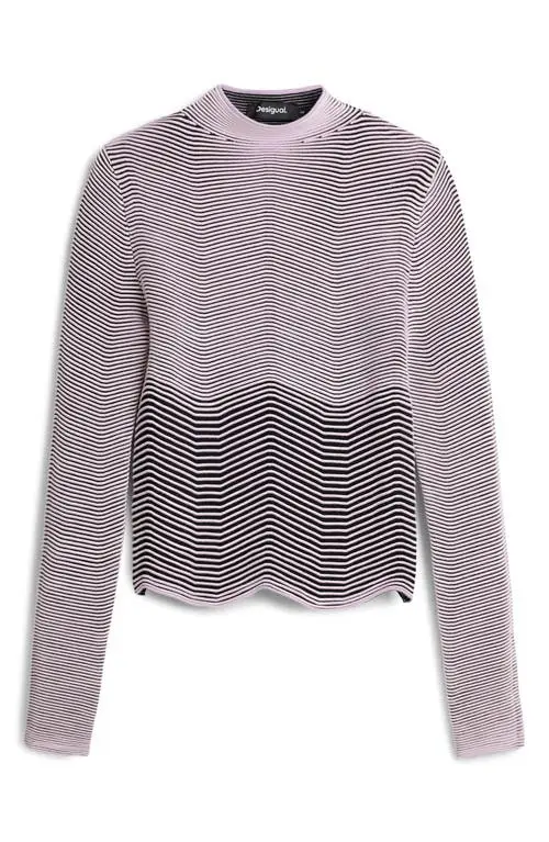 Desigual Striped Mock Neck Sweatshirt