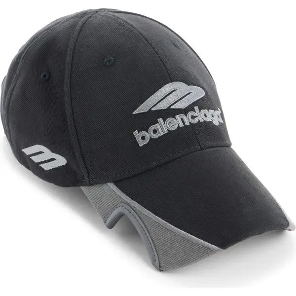 Balenciaga American Football Logo Embroidered Baseball Cap - 1000 Black
