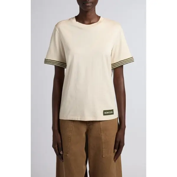 Moncler Cotton T-shirt With Knit Cuffs