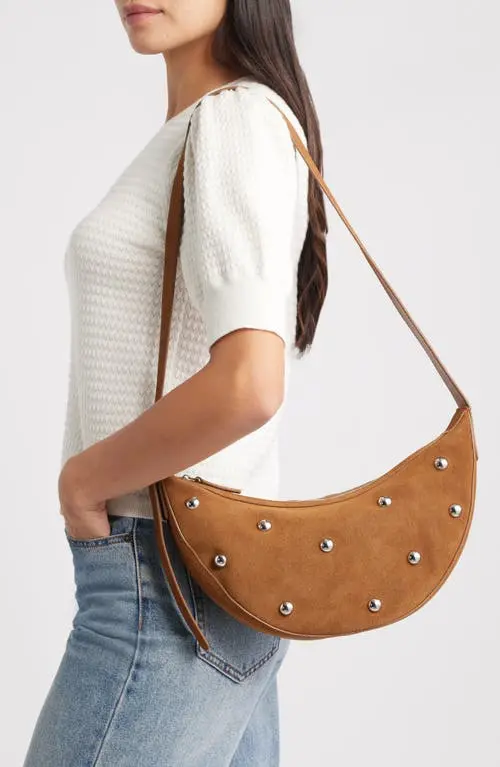 Madewell Studded Crescent Suede Sling Bag