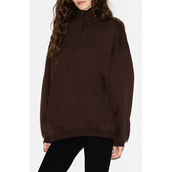 SKIMS Slouchy Half Zip Pullover - Espresso