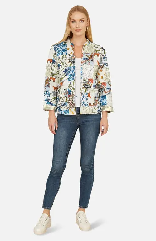 YUMI Indian Patchwork Reversible Jacket - White