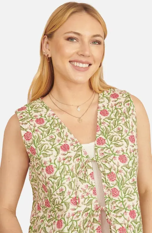 YUMI Floral Reversible Quilted Jacket - White