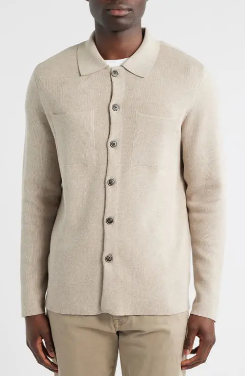 Robert Barakett Cantor Knit Cotton Button-up Overshirt