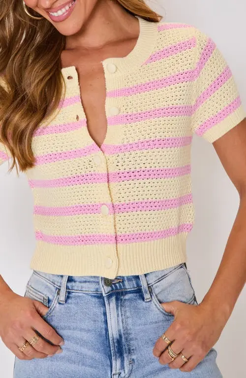 VICI Jessica Stripe Open Stitch Short Sleeve Cardigan
