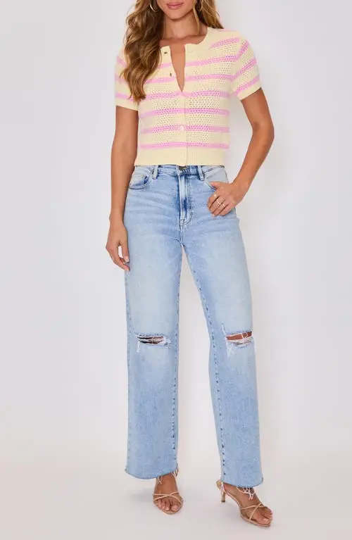 VICI Jessica Stripe Open Stitch Short Sleeve Cardigan