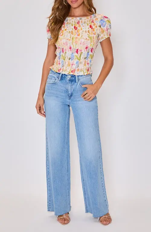 VICI Floral Smocked Cotton Top