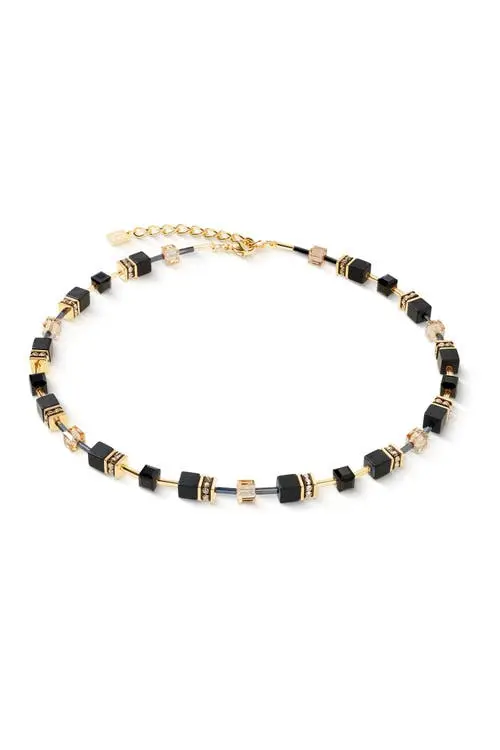 COEUR DE LION Geocube® Gold Necklace - Onyx Black