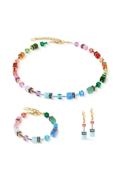 COEUR DE LION Geo Cube Iconic Precious Earrings - Rainbow