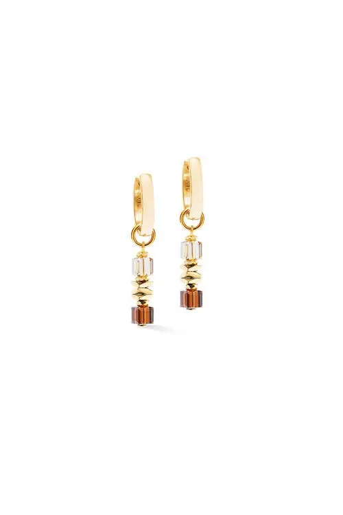 COEUR DE LION Wave Cube Flow Gold Hoop Earrings - Brown