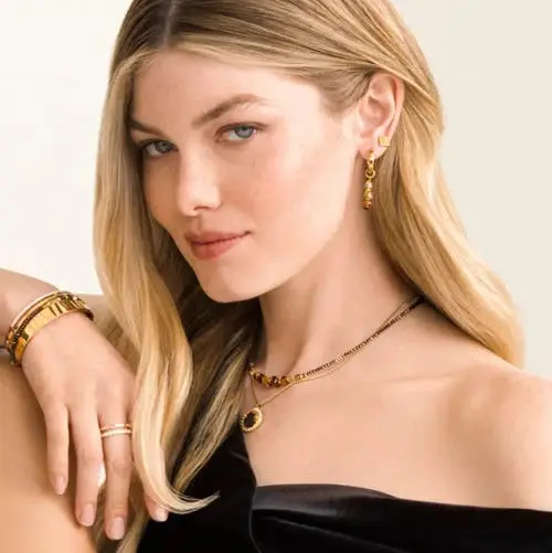 COEUR DE LION Wave Cube Flow Gold Hoop Earrings - Brown