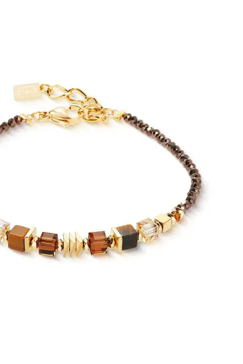 COEUR DE LION Wave Cube Flow Gold Bracelet - Brown