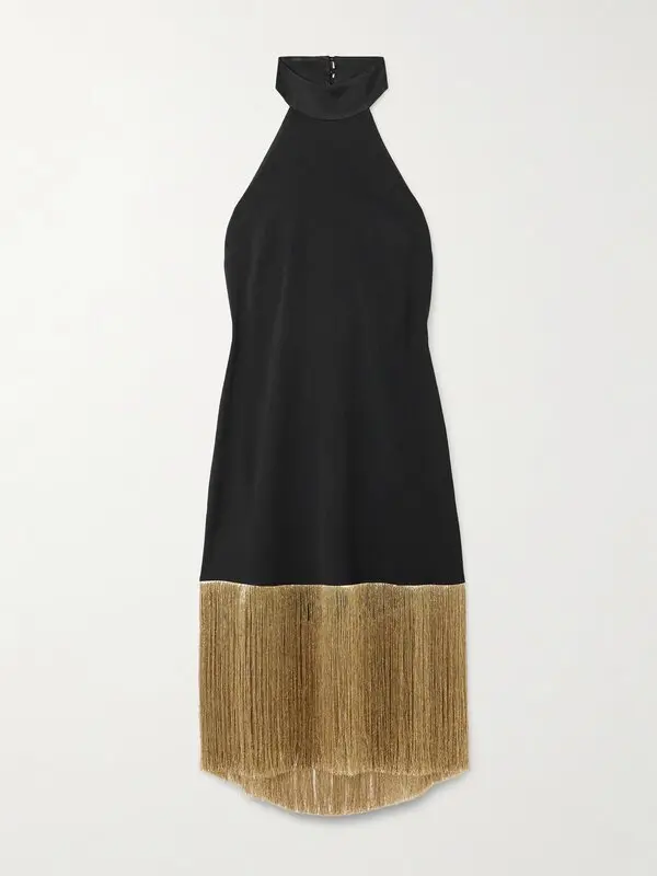 slim fit dress slacks Black and Gold Fringe Dress – Silhouette main image 1