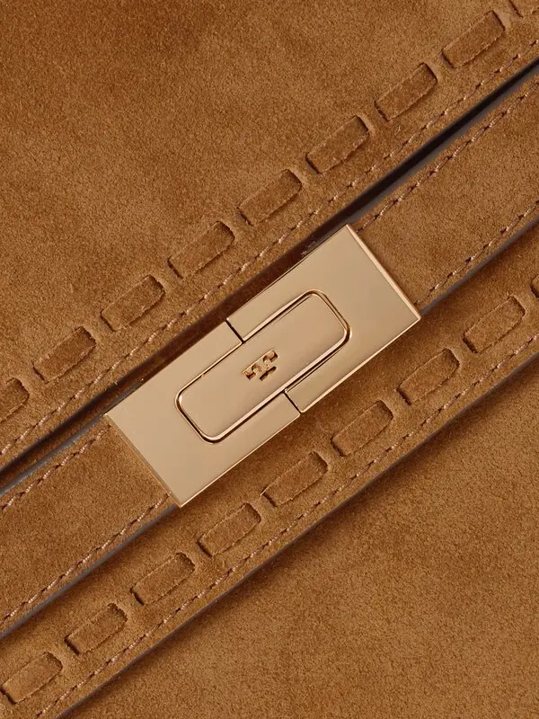 Tory Burch Lee Radziwill Large Leather-trimmed Shoulder Bag - Brown