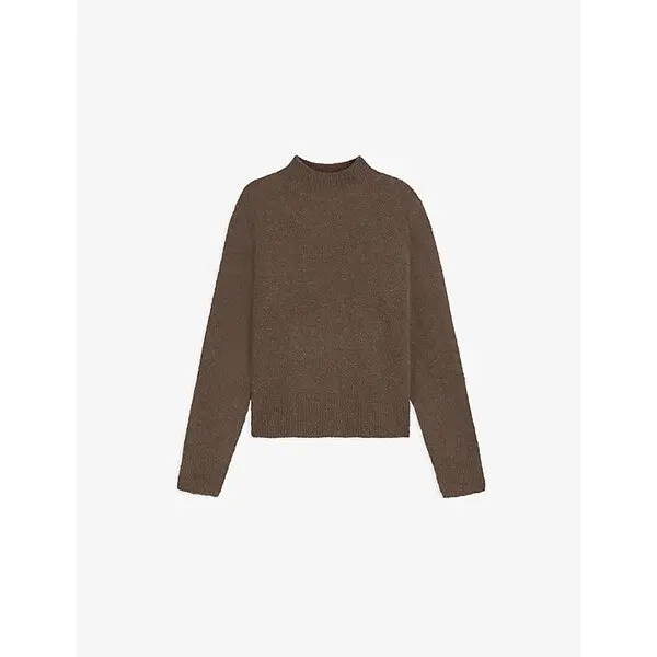 BOSS Bouclé-texture High-neck Wool-blend Jumper