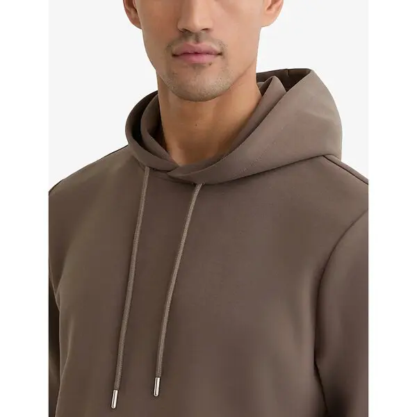 REISS Regular-fit Stretch-jersey Hoody - Light Brown