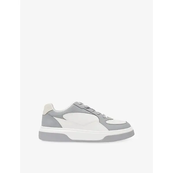 REISS Cast Leather Trainers - Dusty Blue White