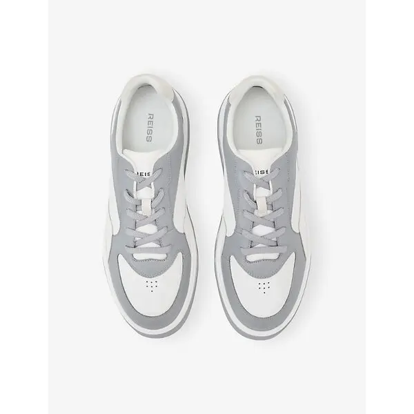 REISS Cast Leather Trainers - Dusty Blue White