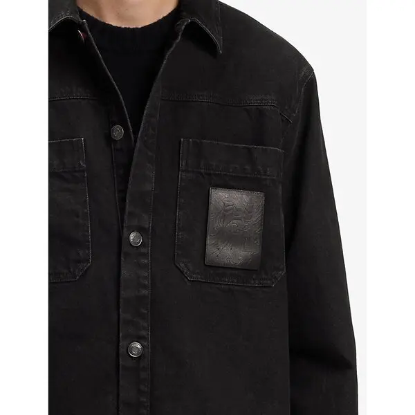 Hugo Brand-patch Oversized-fit Denim Shirt