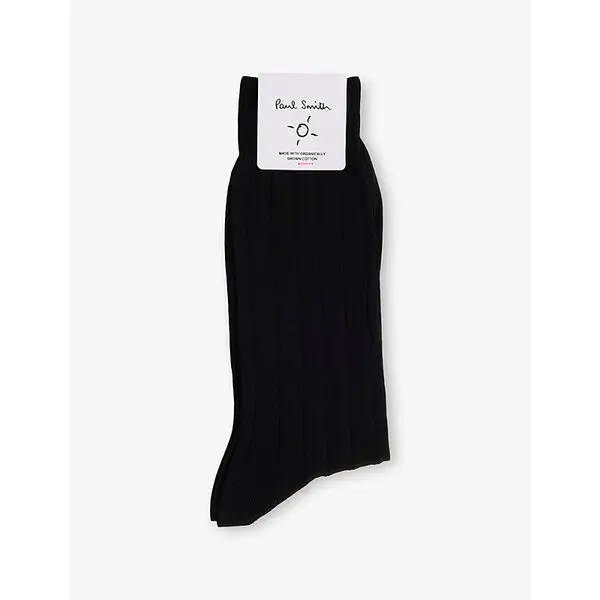 Paul Smith Ribbed Cotton-blend Crew Socks - Black