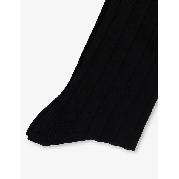 Paul Smith Ribbed Cotton-blend Crew Socks - Black