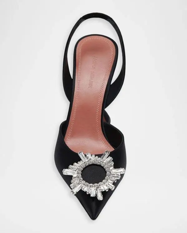 Amina Muaddi 95mm Begum Satin Slingback Pumps