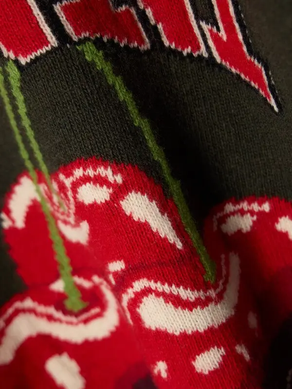 GANNI Oversized Jacquard-knit Wool-blend Sweater - Green