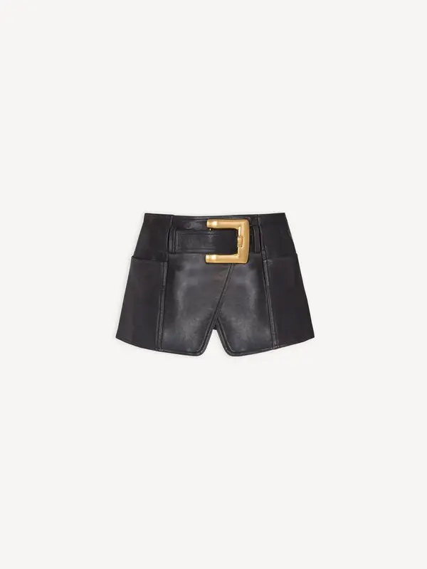 Balmain Belted Leather Mini Skirt