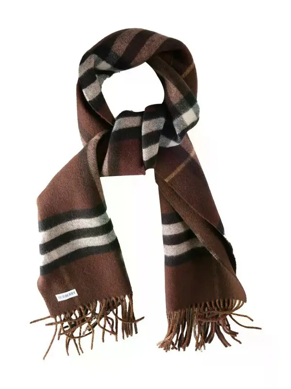 Burberry Check-pattern Fringed Scarf - Brown