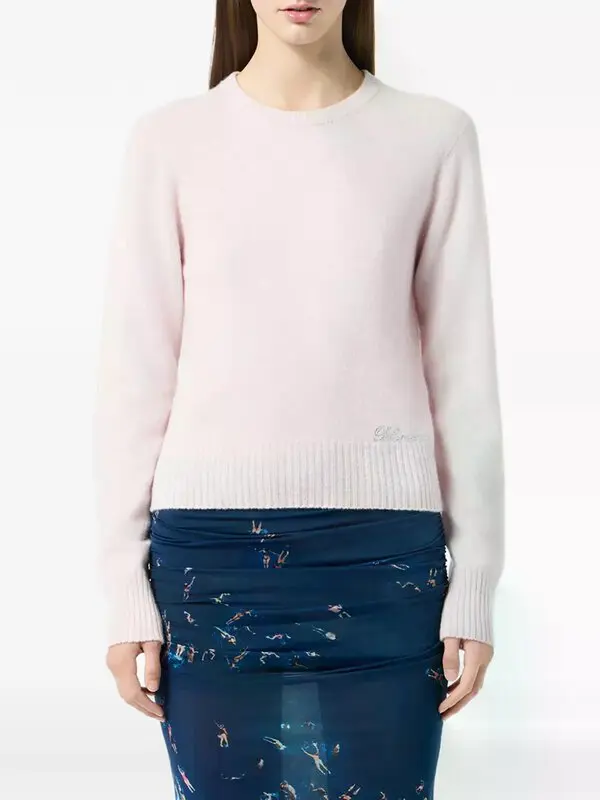 Blumarine Logo-embroidered Sweater - Pink